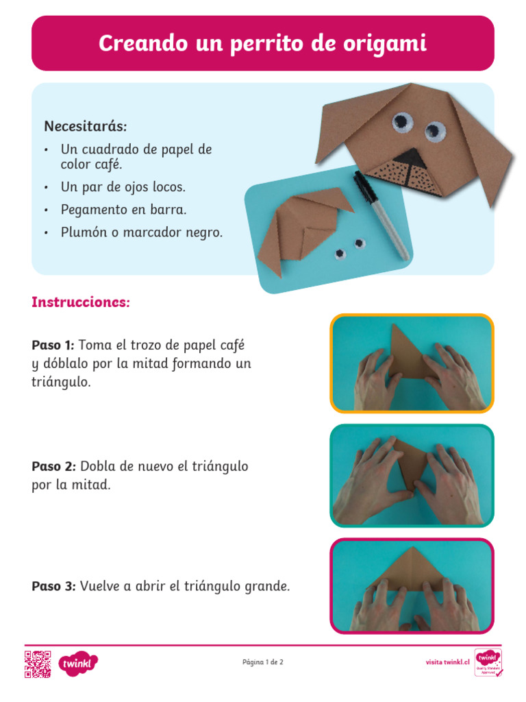 CL A 1686273653 Manualidad Creando Un Perrito de Origami - Ver - 2 | PDF