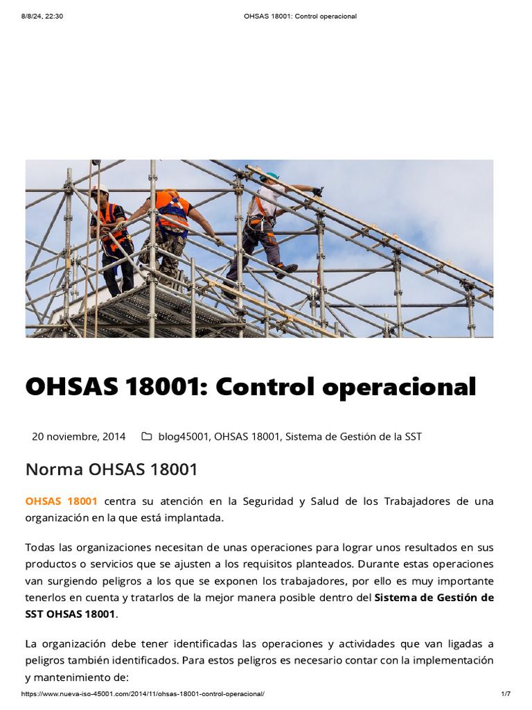 OHSAS 18001 - Control Operacional | PDF