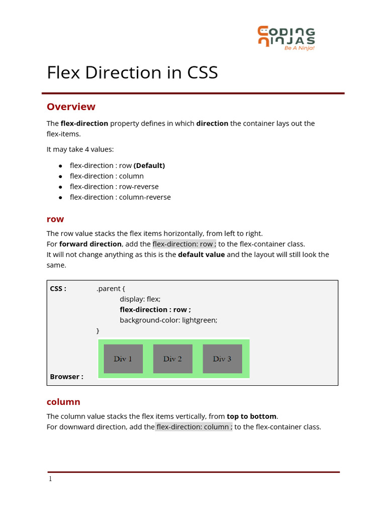 Flex Direction in CSS - CN | PDF