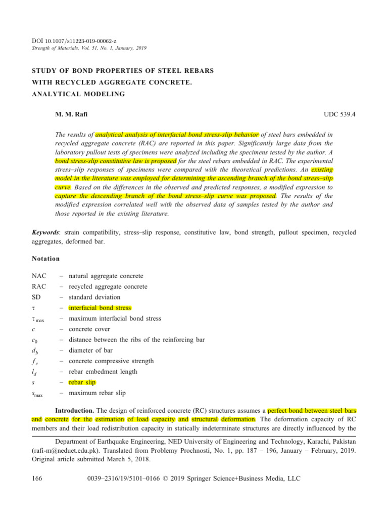 Study of Bond Properties of Steel Rebars With Recycled Aggregate ...