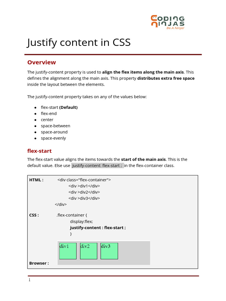 Justify Content in CSS - CN | PDF