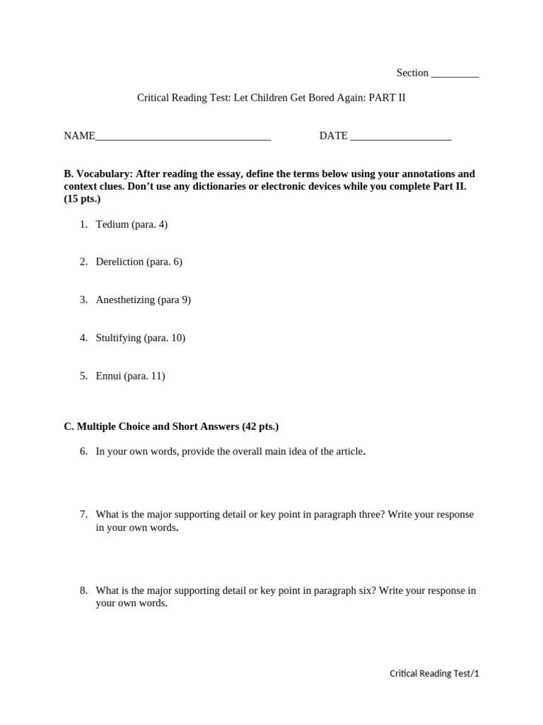 CRT - Part II - Let Children Get Bored Again Questions Student Version ...