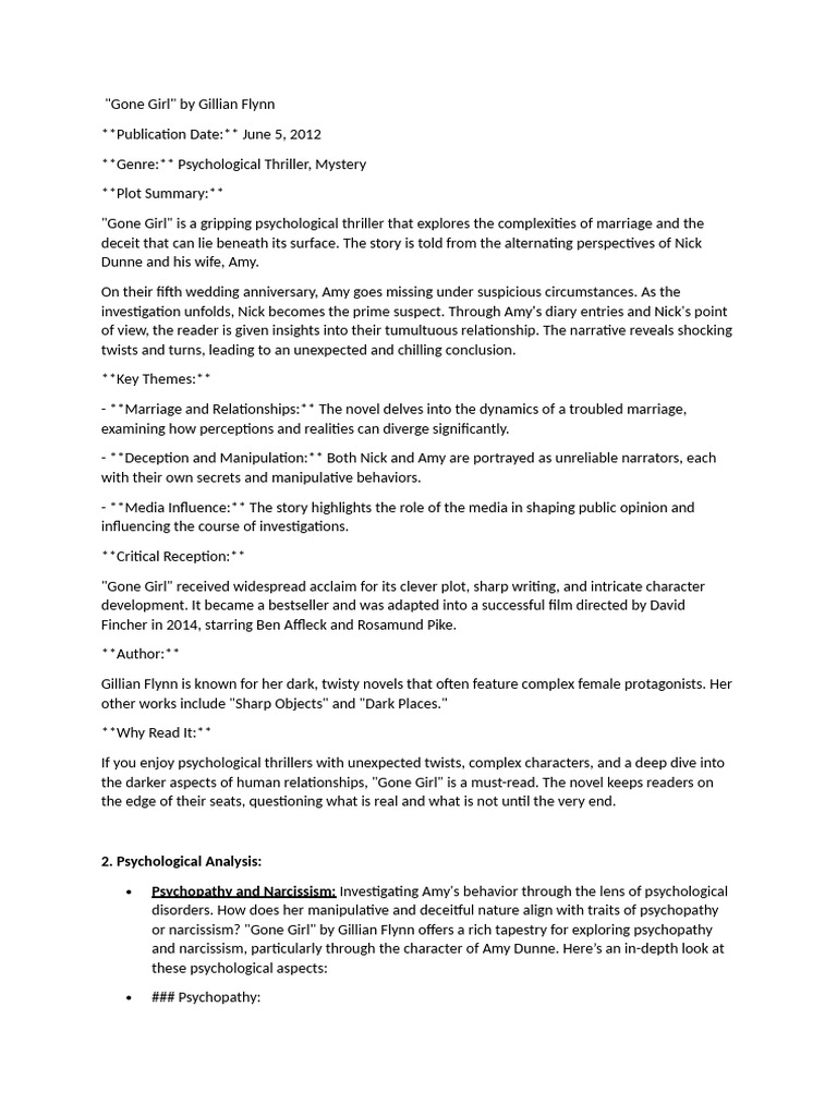 Gone Girl Guide | PDF | Psychology | Social Science