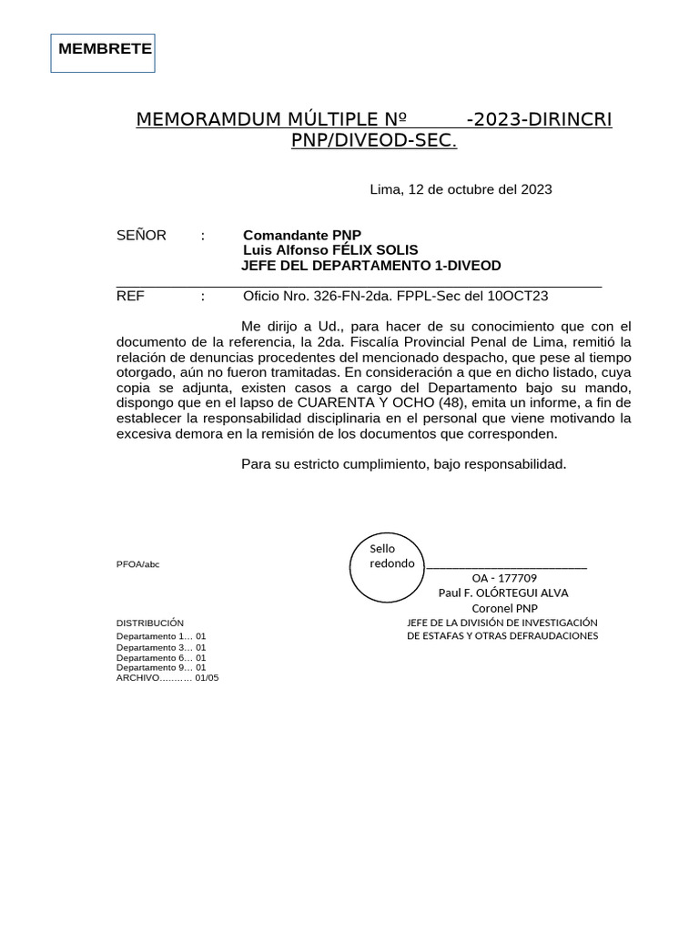 Modelo de Memorándum Múltple 1 | PDF