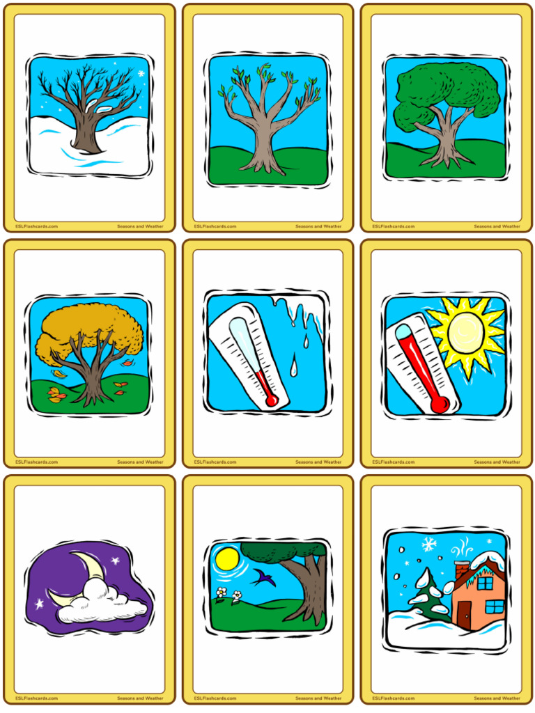 Seasons and Weather Small Flashcards | PDF