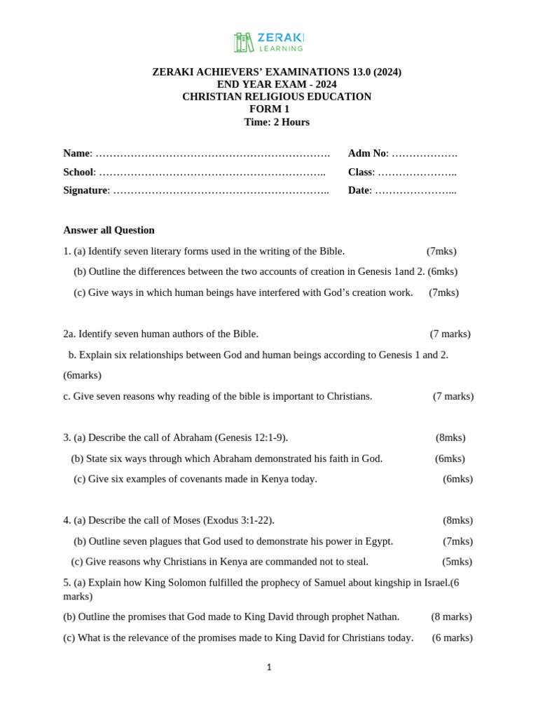 CRE - Question Paper | PDF