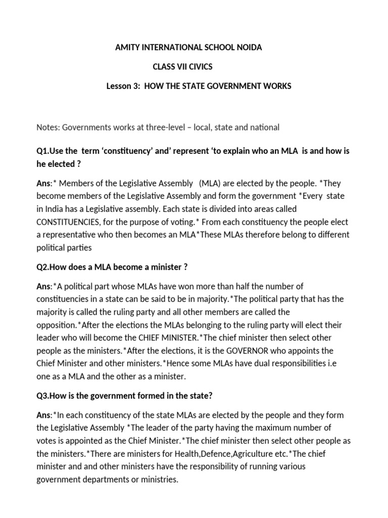 Handout How The State Government Works | PDF | Political Science ...