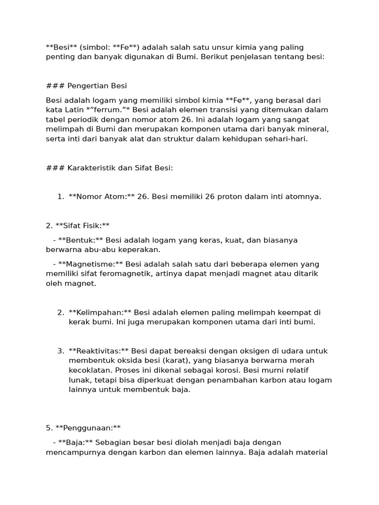 Pengertian dan Sifat Unsur Besi (Fe) | PDF | Seni