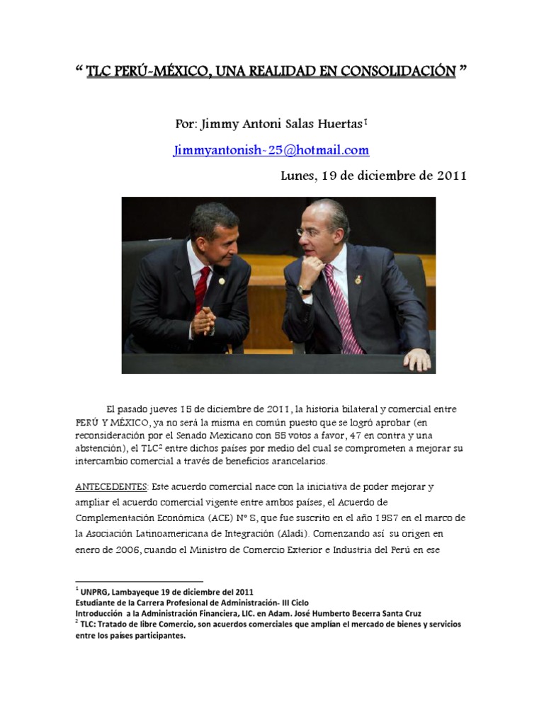 TLC PERÚ mexico | Perú | Tratado de Libre Comercio Norteamericano