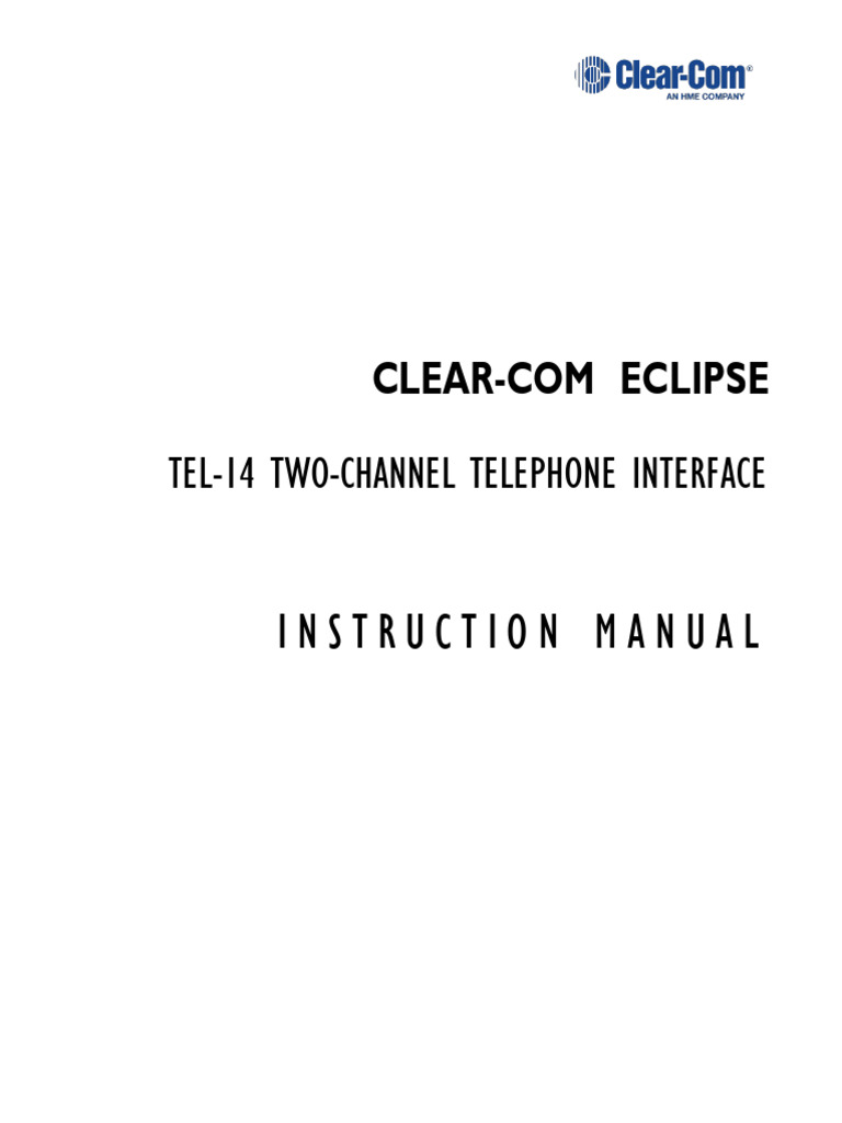 Clear Com TEL 14 Manual | PDF