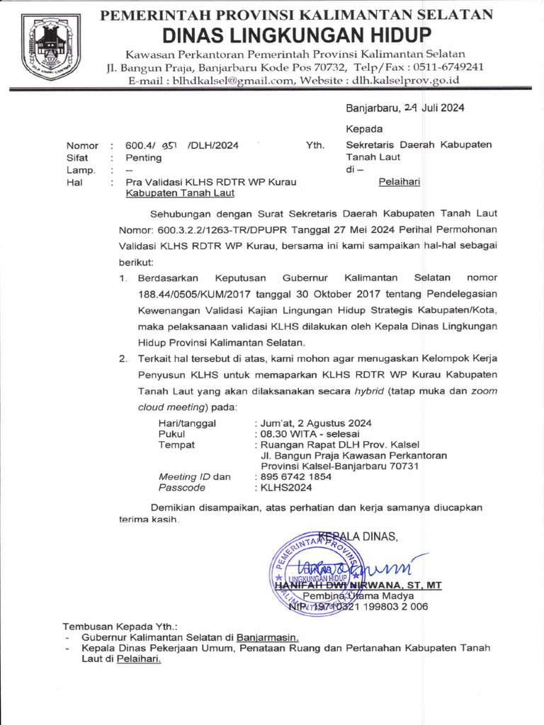 Und Pra Validasi KLHS RDTR WP Kurau Tala (Sekda) | PDF