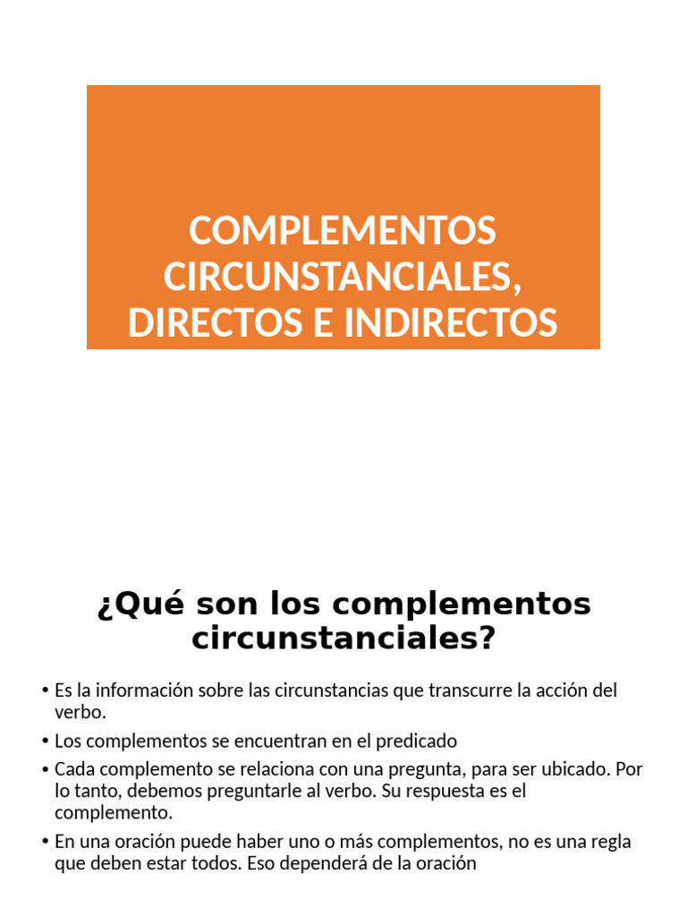 Complementos Circunstanciales y Complementos Directo e Indirecto | PDF