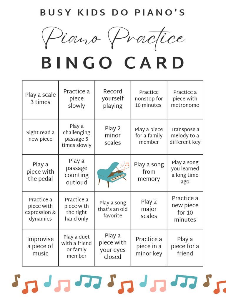 Piano Practice Bingo | PDF