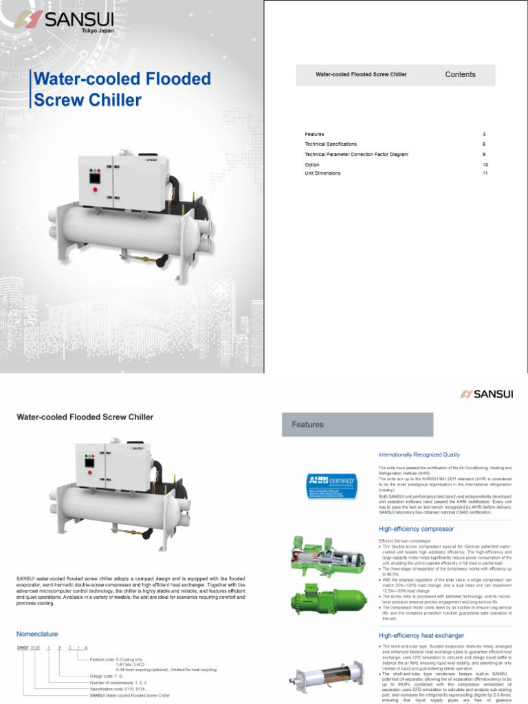 Water Cooled Screw Chiller (SANSUI) | PDF