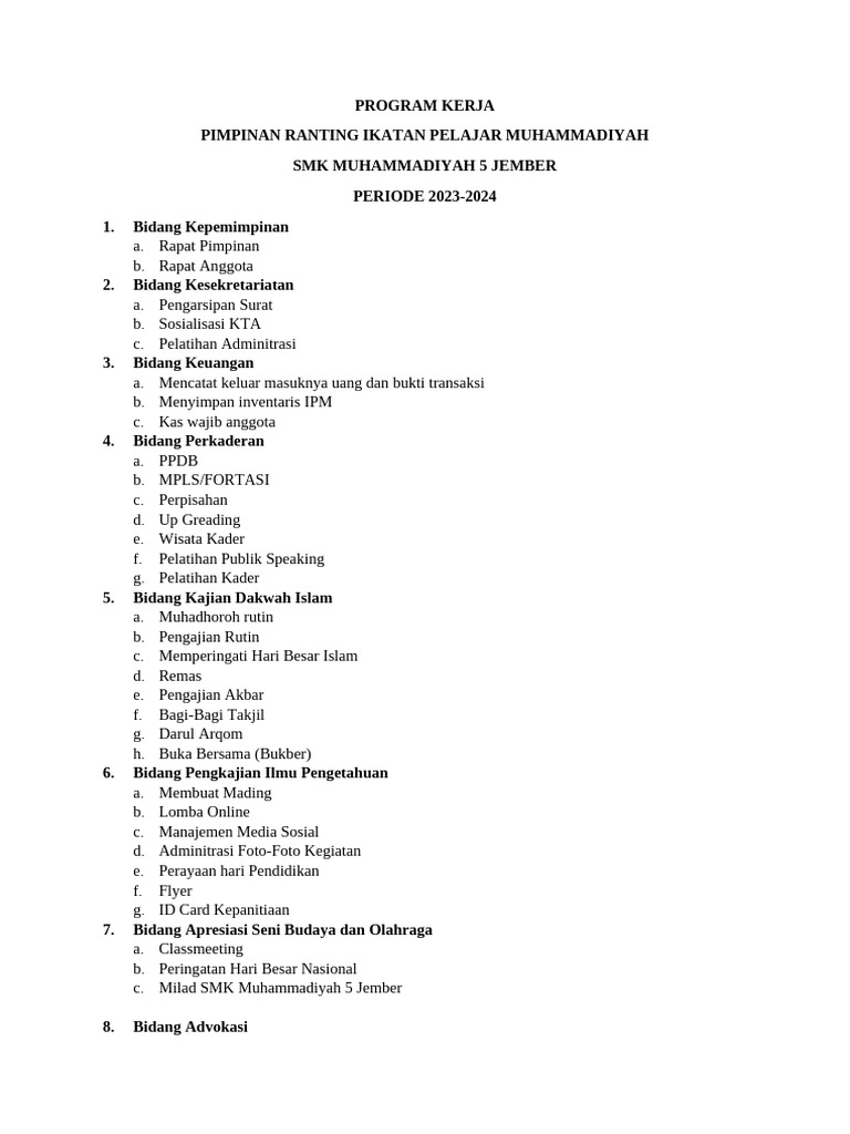 Program Kerja Ipm 2023 | PDF