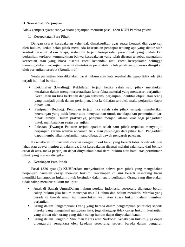 Syarat Sah Perjanjian | PDF