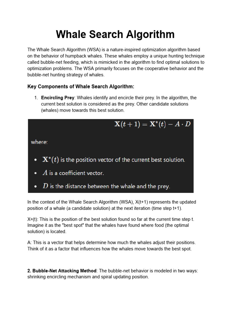 Whale Search Algorithm | PDF