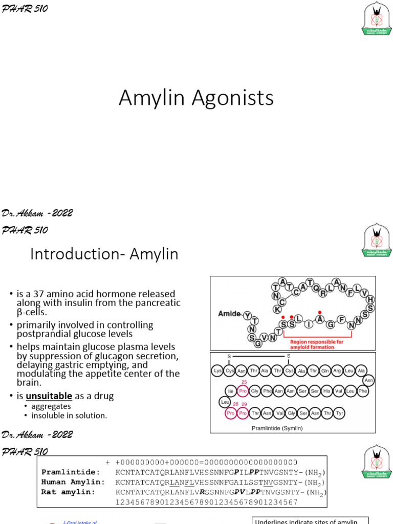 Amylin Agonists and SGLT2 Inhibitors Overview | PDF | Pharmacology ...