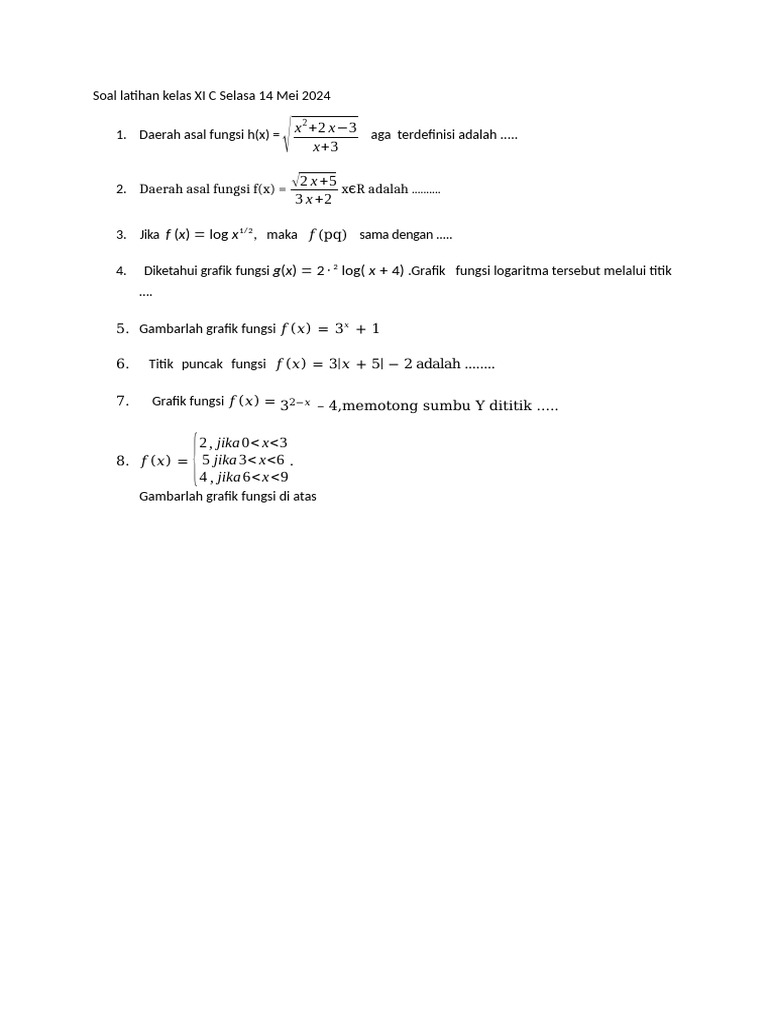Soal Latihan Kelas XI C Selasa 14 Mei 2024 | PDF