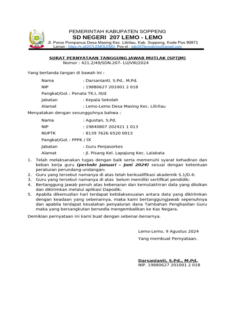 Format SPTJM Tamsil 2024 | PDF