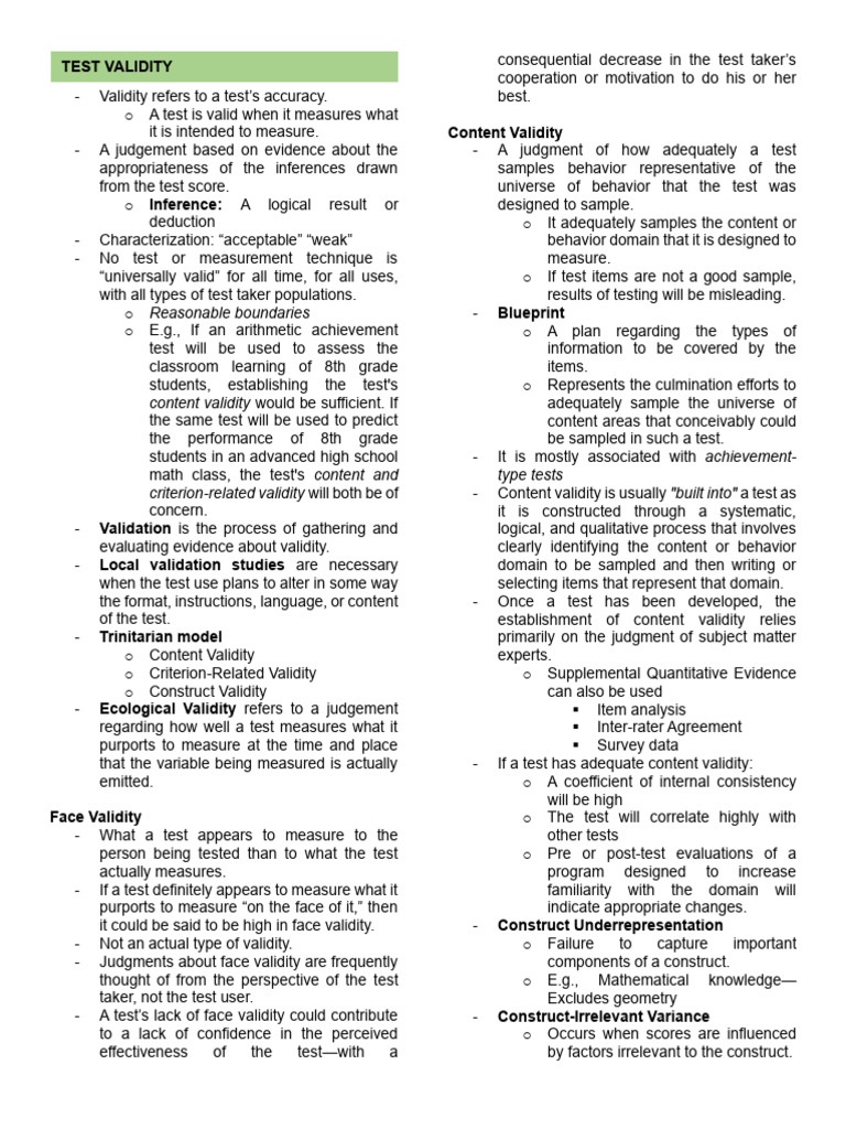 Test Validity Reviewer | PDF