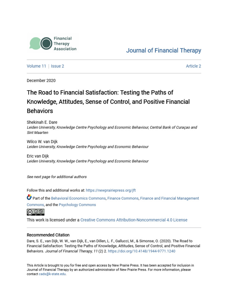 The Road To Financial Satisfaction | PDF | Attitude (Psychology ...