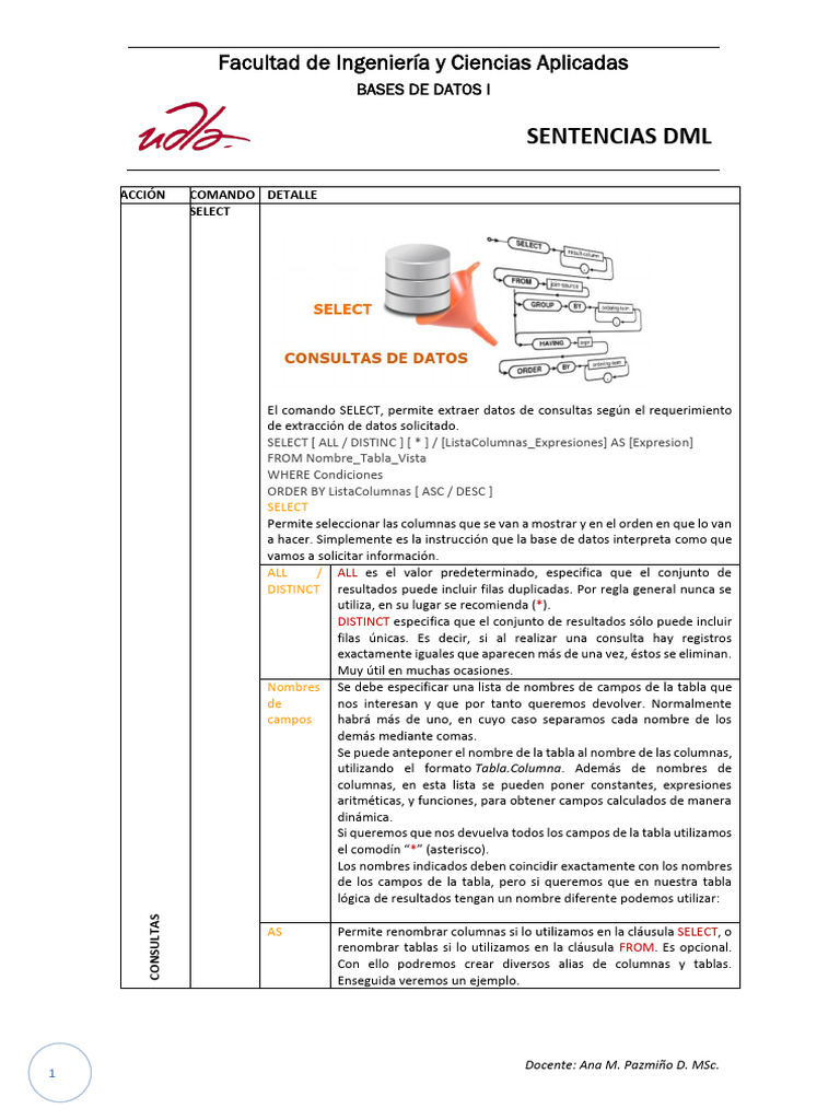 Sentencias DML Base de Datos | PDF