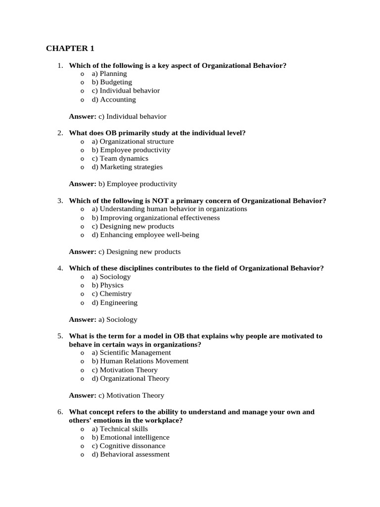 MCQs - Organizational Behaviour | PDF