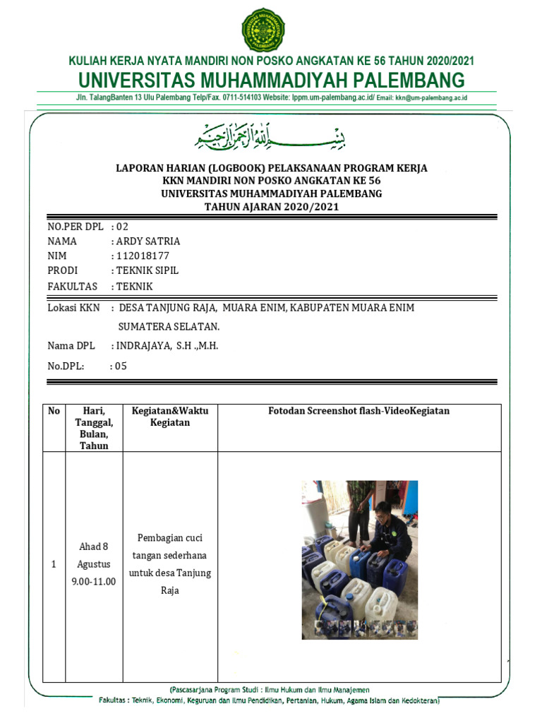 Logbook Ardy Satria 02 DPL 05 8 Agustus 2021 | PDF