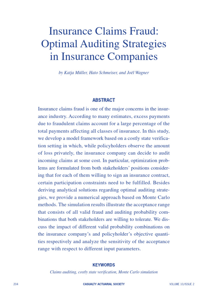 Insurance Claims Fraud Muller Schmeiser Wagner | PDF