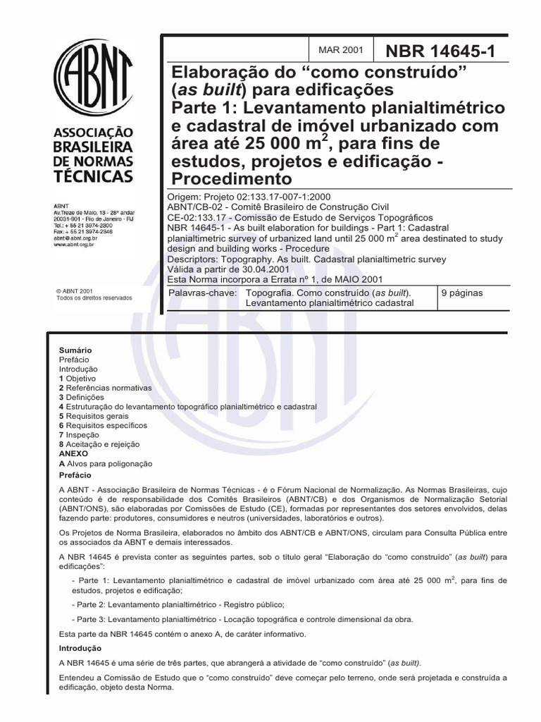 ABNT NBR 14645 1 2001 Versão Corrigida 2001 | PDF