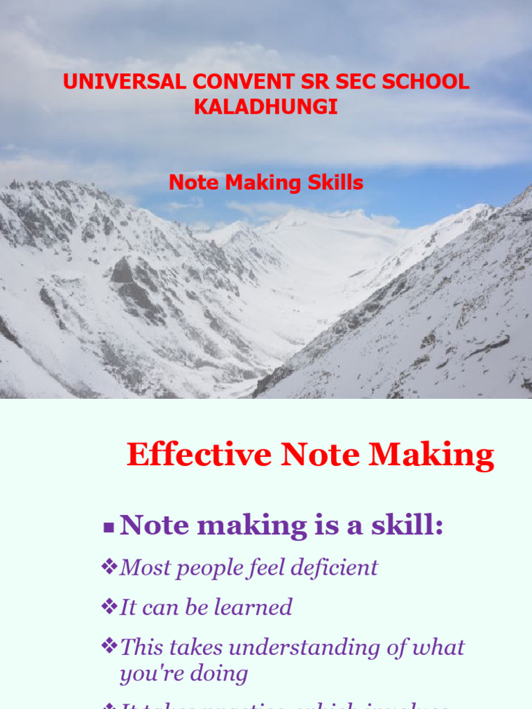 Note Making SummarisingSkill | PDF