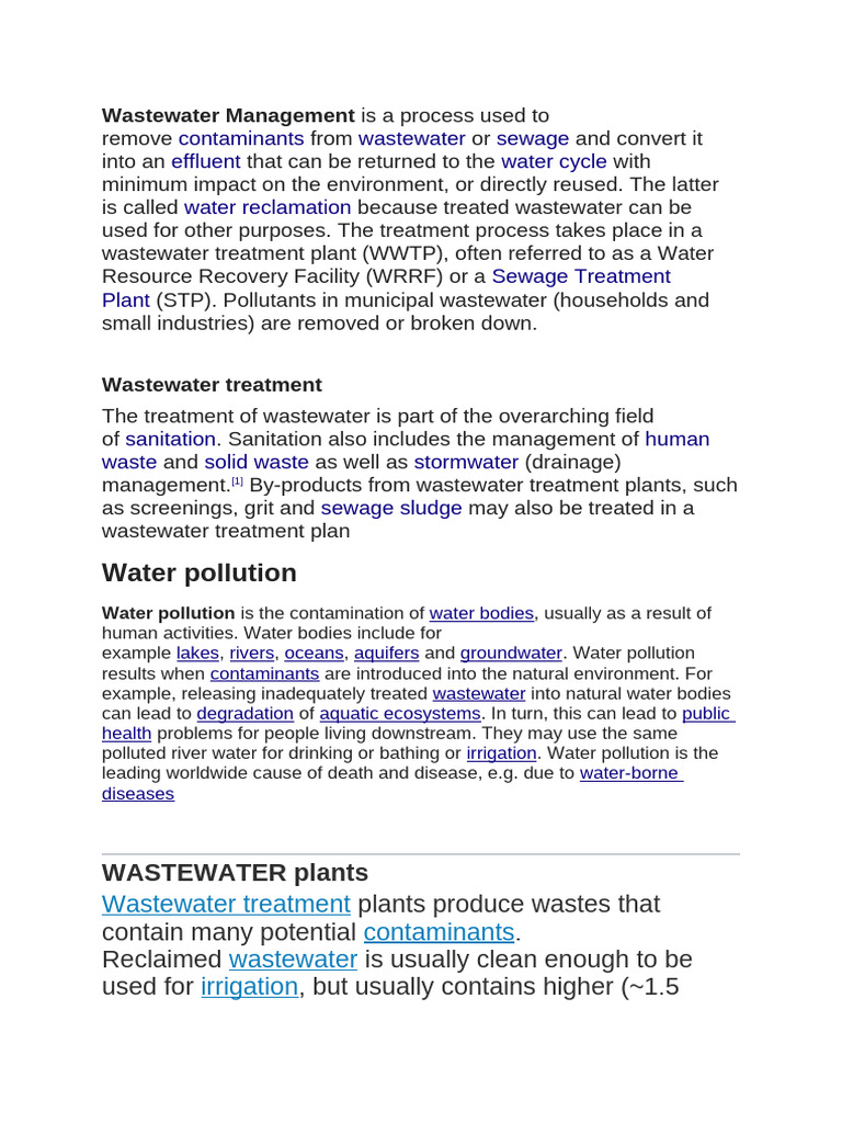Wastewater Management | PDF
