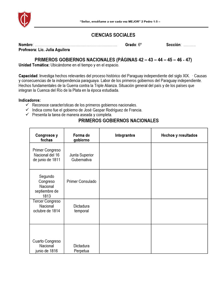 Primeros Gobiernos Nacionales | PDF | América del Sur | Política