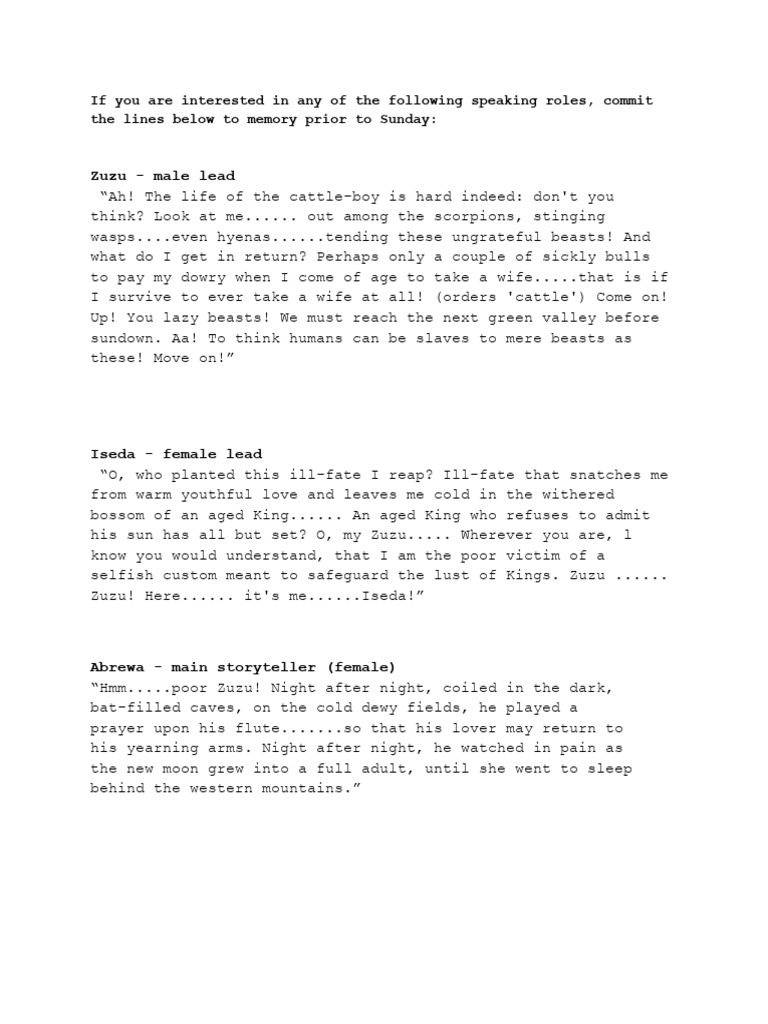 Auditions Scripts | PDF