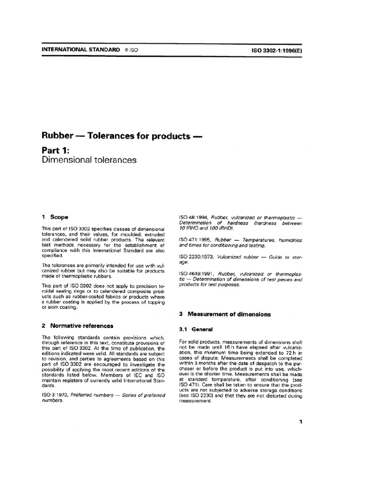 Neoprene ISO 3302-1 Tolerance Standard | PDF