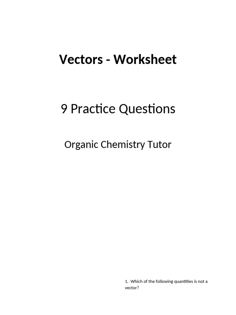 Vectors - Worksheet | PDF