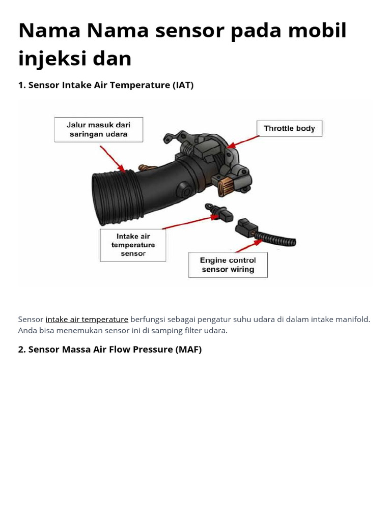 Nama Nama Sensor Pada Mobil Injeksi Dan Fungsinya | PDF
