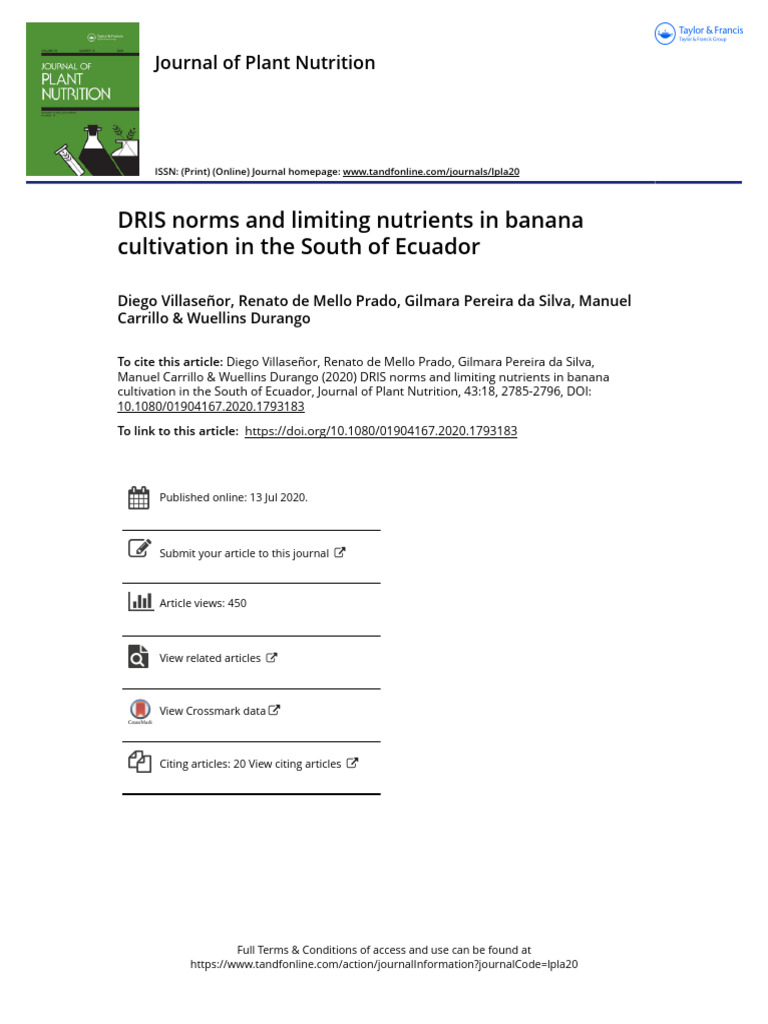 Dris Norms And Limiting Nutrients In Banana Cultivation In The South Of