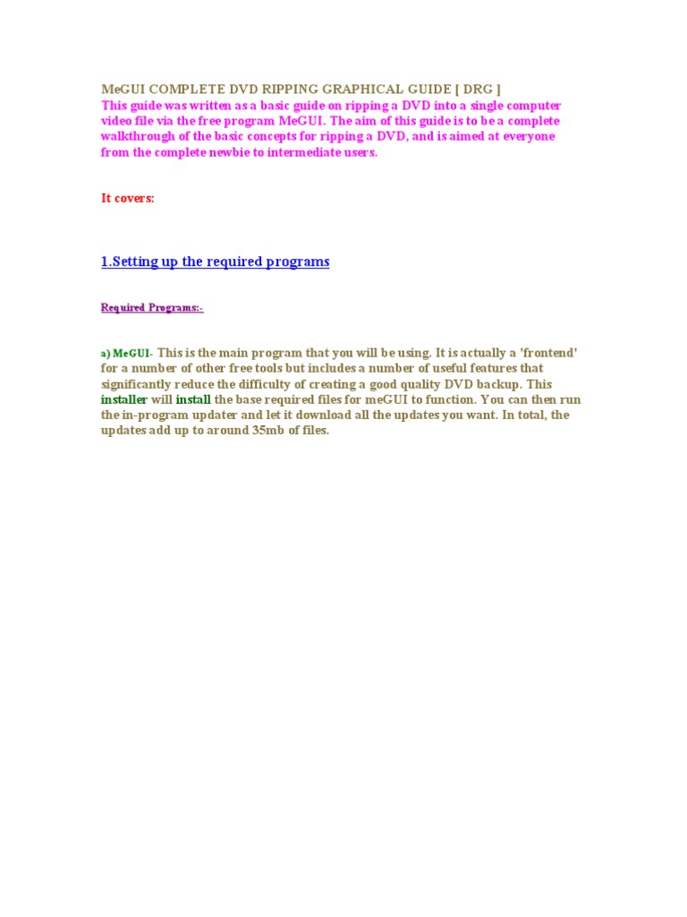 Megui Complete DVD Ripping Graphical Guide | PDF | Mp3 | Codec