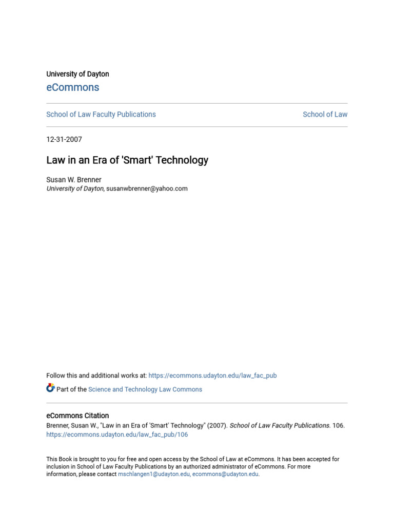 Law in An Era of Smart Technology | PDF