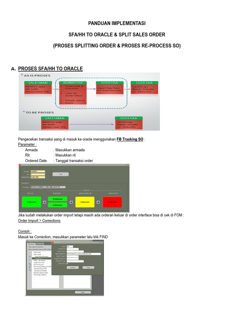 Panduan Implementasi Sfa2oracle & Split Sales Order Reprocess So | PDF