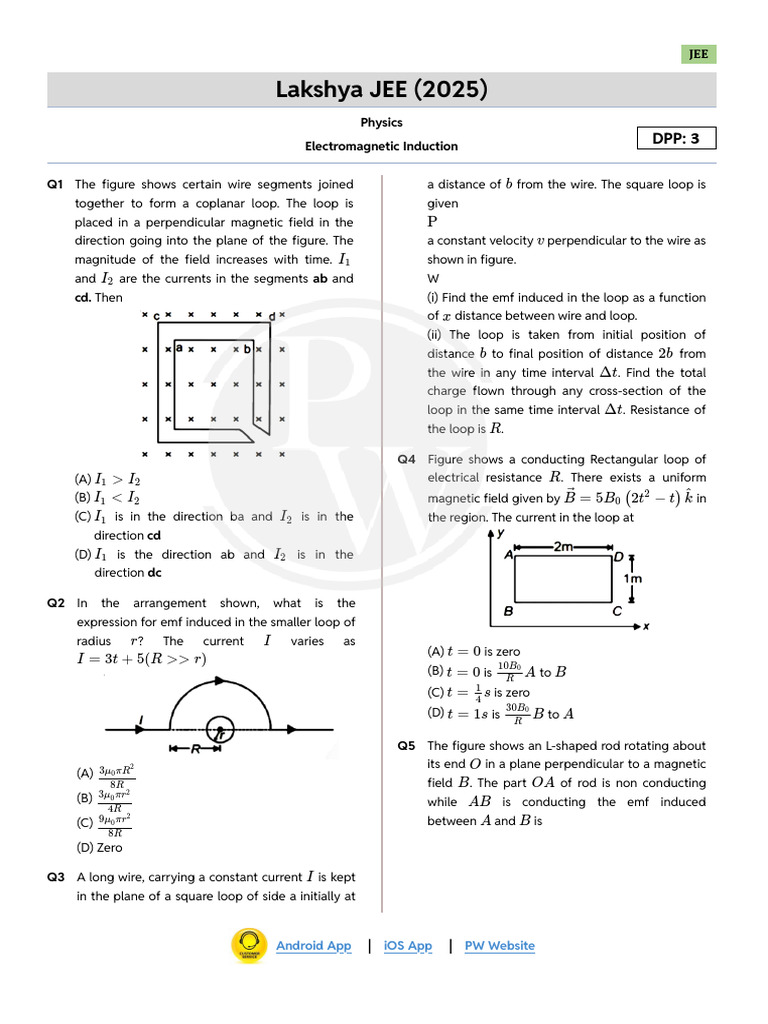 66b247d0c8bfb099867c8ff0 - ## - Electromagnetic Induction - DPP 03 (Of ...