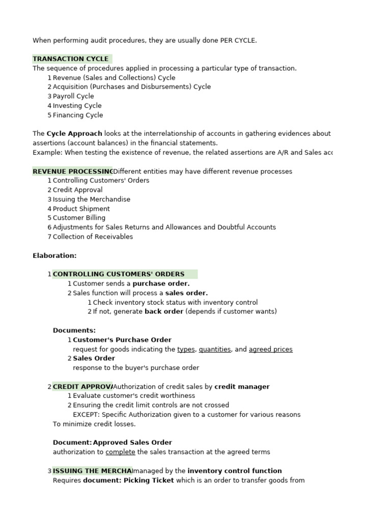 Revenue Cycle Notes | PDF
