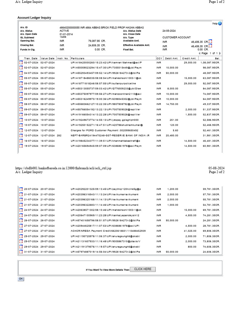 Account Ledger Inquiry | PDF