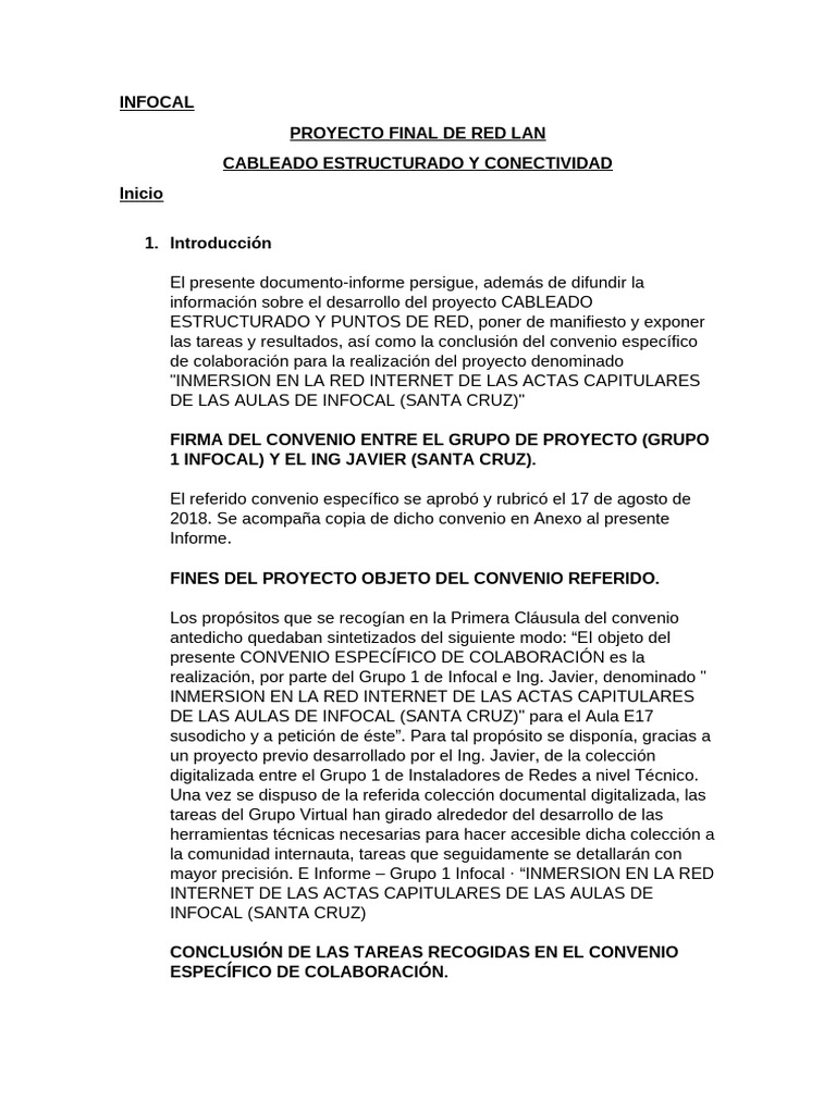 Infocal Proyecto Redes | PDF