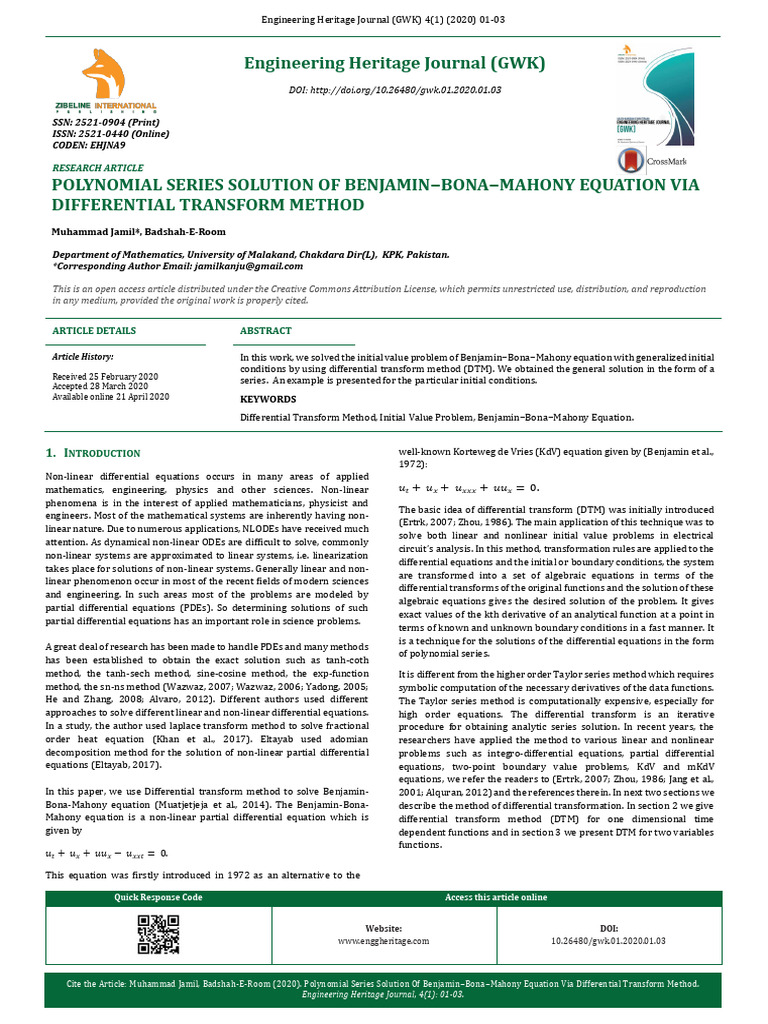 Engineering Heritage Journal (GWK) : Research Article | PDF