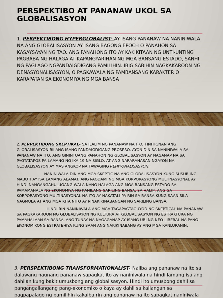 Perpektibo at Pananaw Ukol Sa Globalisasyon | PDF