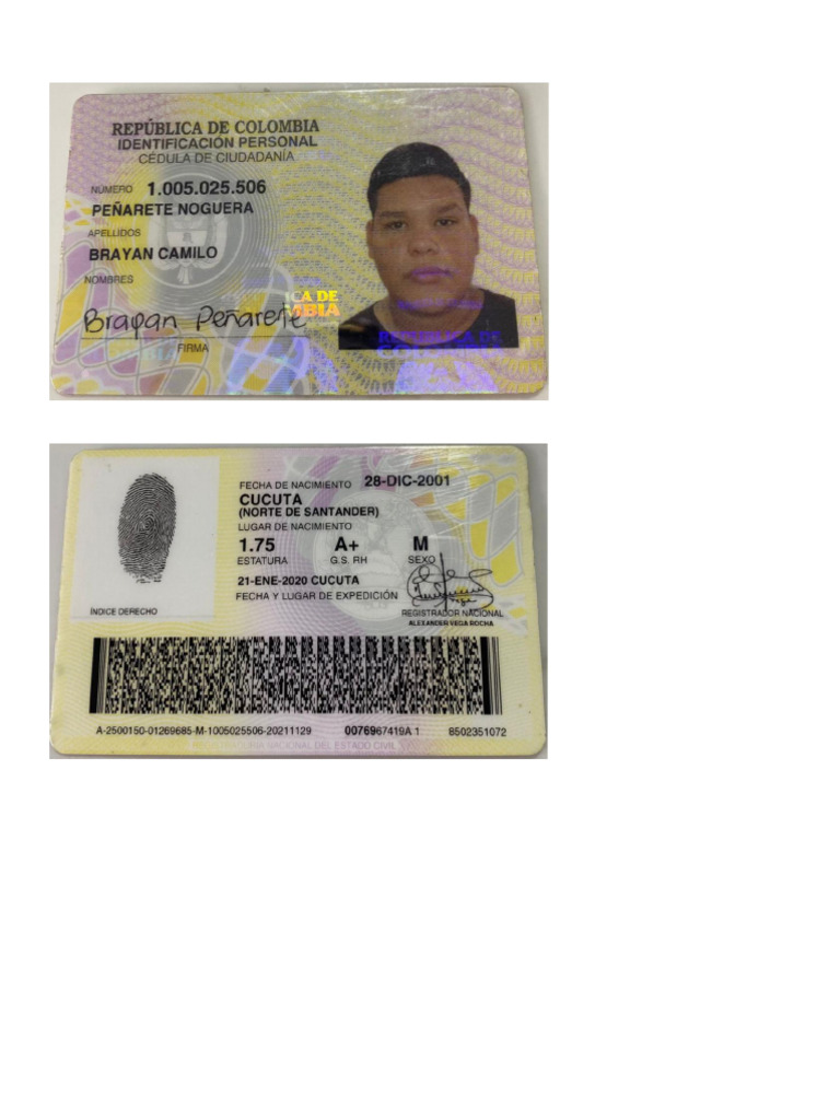 Cedula Brayan Peñarete | PDF