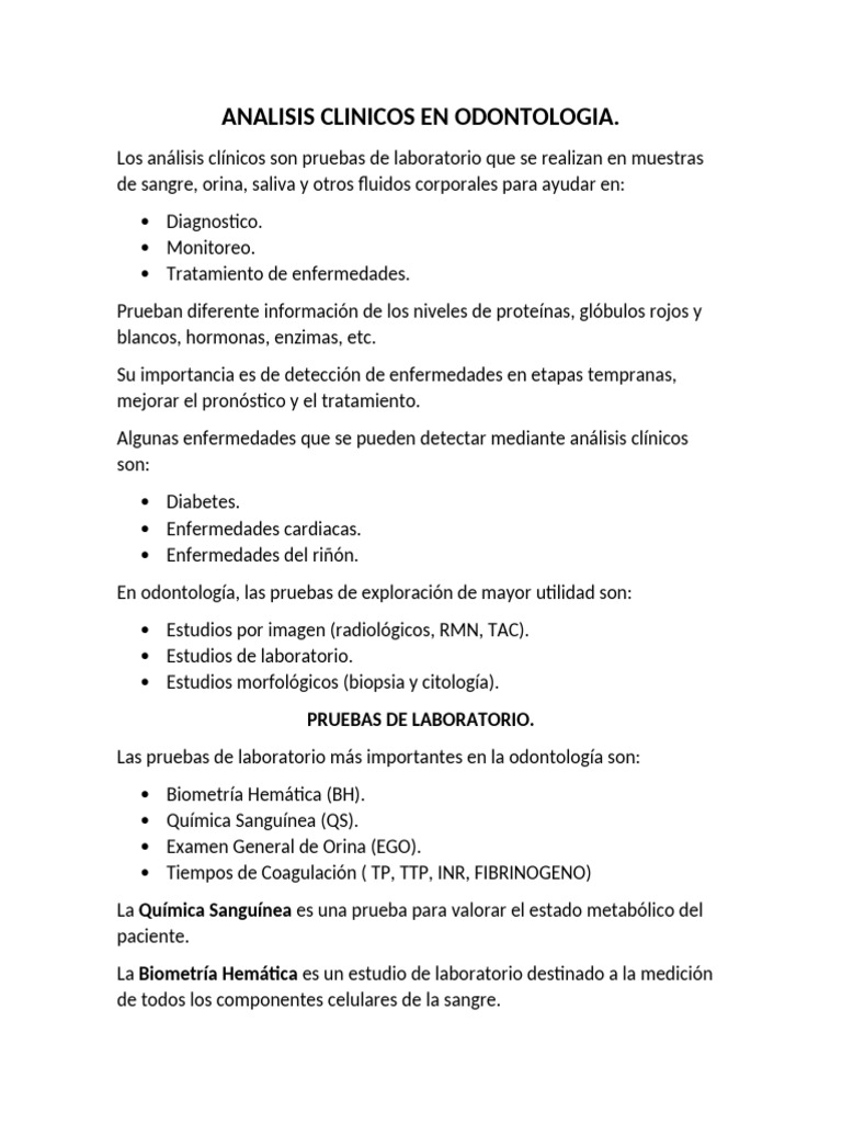 Analisis Clinicos en Odontologia | PDF